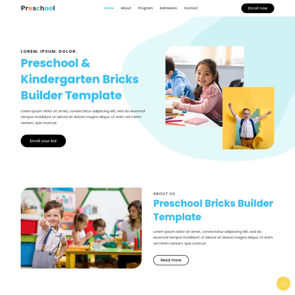Preschool & Kindergarten Website Template - Bricks Templates